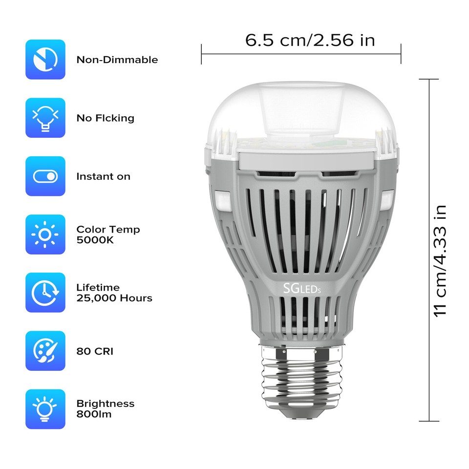 4 pcs Energy Saving LED Light Bulbs 100W Equivalent 12W 1600lm 5000K ...