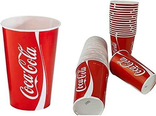 100 x Coca Cola Strong Paper Cups 400ml Disposable Cold Drinks | eBay