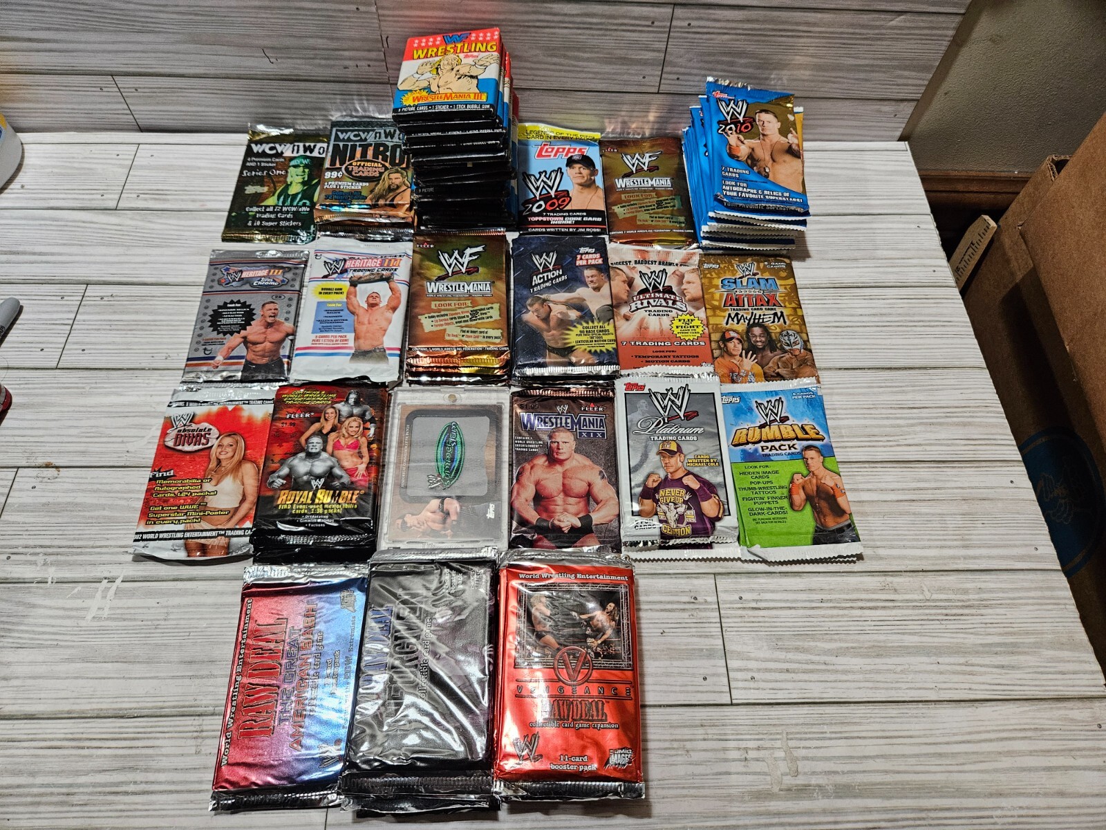 WWE WWF WCW Lot of 75 Sealed Packs of Wrestling Trading Cards Raw Deal ...