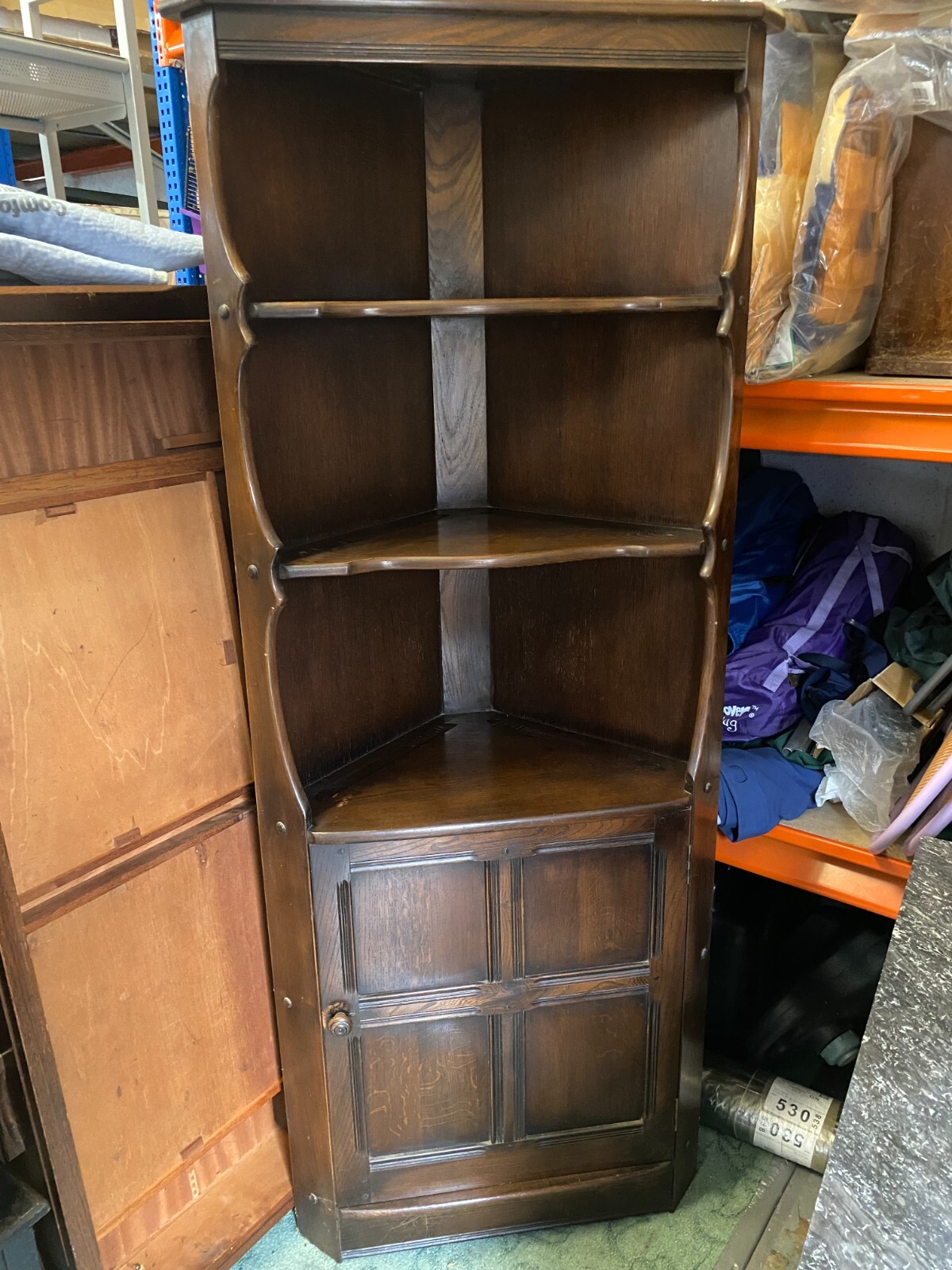 Vintage Ercol Windsor Corner Unit Display Cabinet Blue Label Dark ...