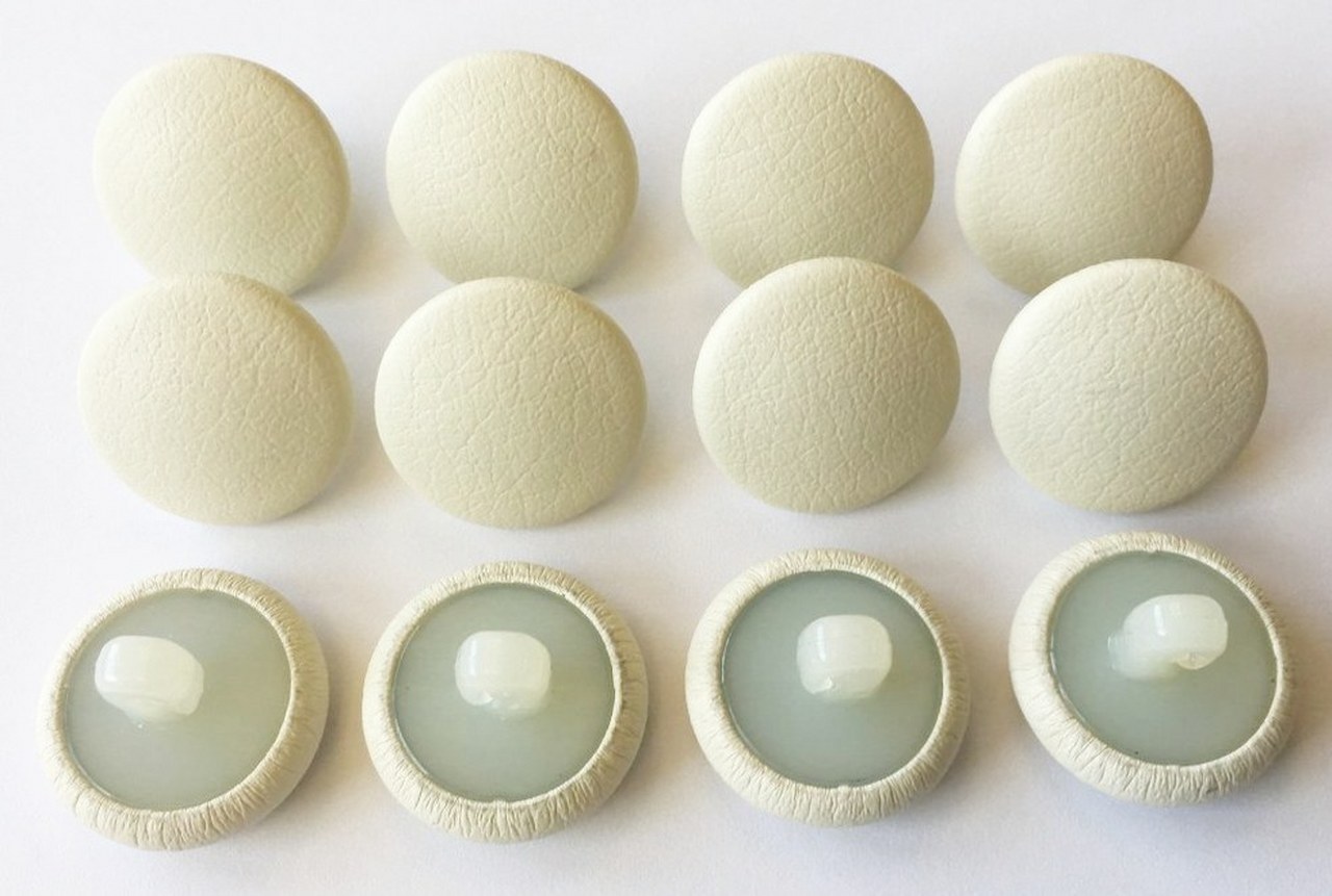 12 Nylon Hook Back Upholstery Buttons Ivory Vinyl Choice Of Sizes | eBay