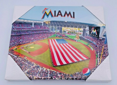 Miami Marlins MLB Stadium Photo 8x10 canvas Pepsi Logo US Flag Pregame ...