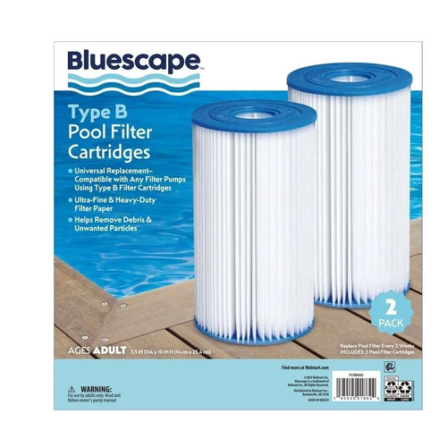 Type B Pool Filter Cartridge 2-Pack Heavy-Duty Filtration Clean Water ...