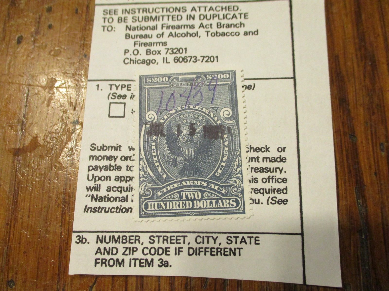 NFA Tax Stamp Firearm Machine Gun $200 revenue ATF | eBay