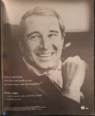 PERRY COMO IN MEMORIAM ORIGINAL (UNFRAMED) 2001 magazine PROMO AD | eBay