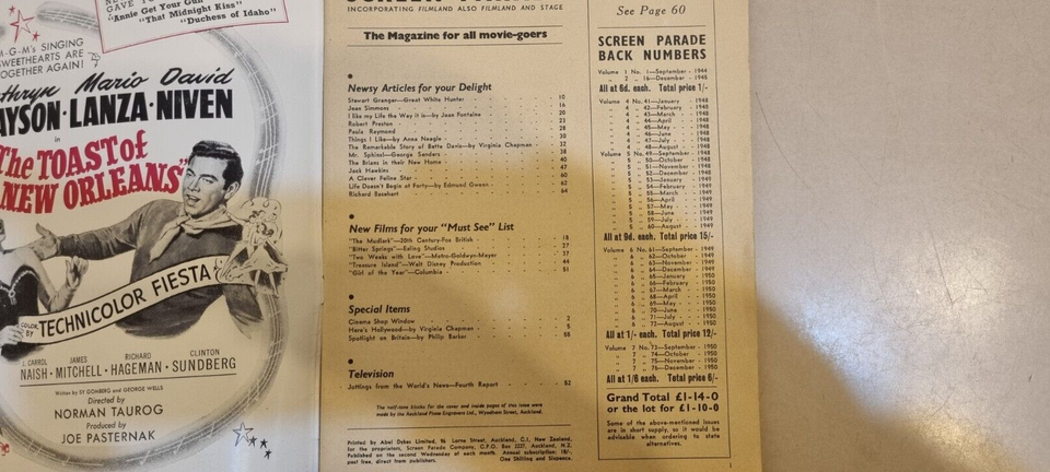 JANE WYMAN SCREEN PARADE MAGAZINE 1951 AUSTRALIAN ISSUE FILM STARS | eBay