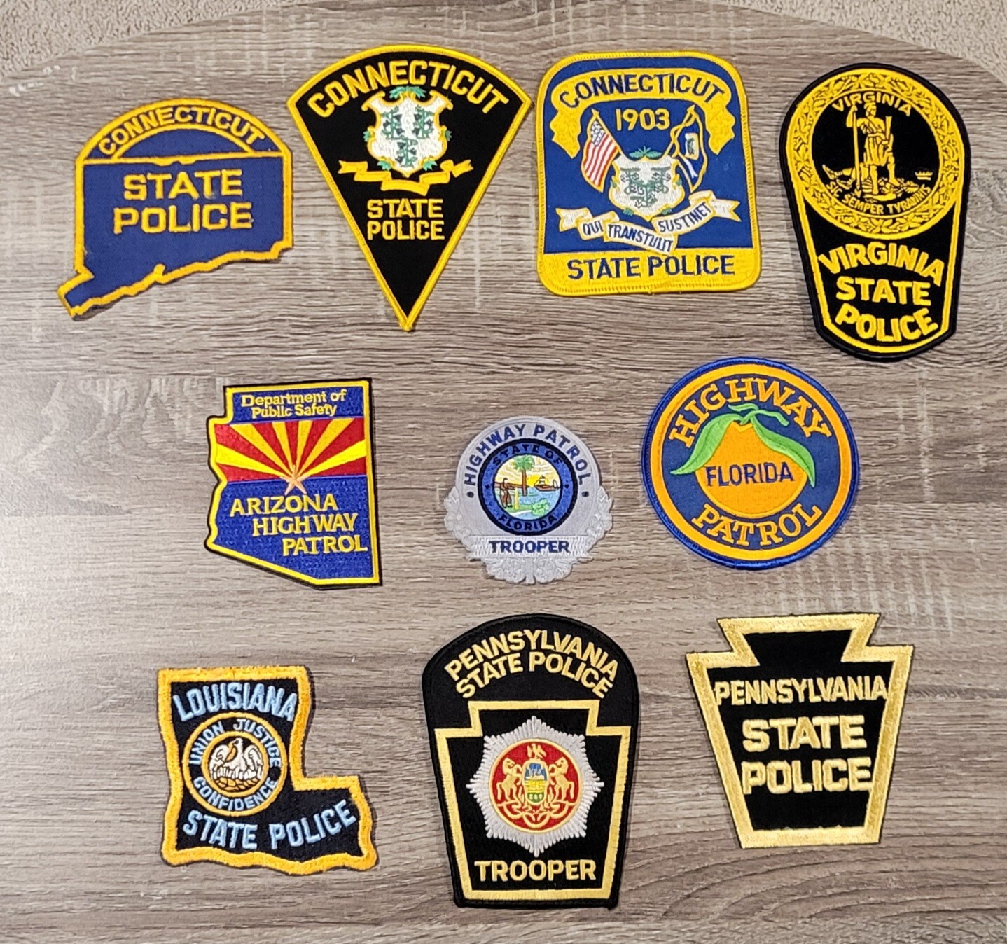 LOT OF 10 STATE POLICE / HIGHWAY PATROL SHOULDER PATCHES *SEE ...
