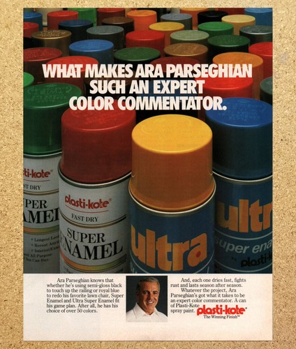 Plasti-Kote Spray Enamel Paint Ara Parseghian Magazine Print Ads Poster ...