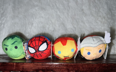 Marvel Tsum Tsum Plush 3x2.25x2 inches each - Hulk, Spider-Man, Iron ...