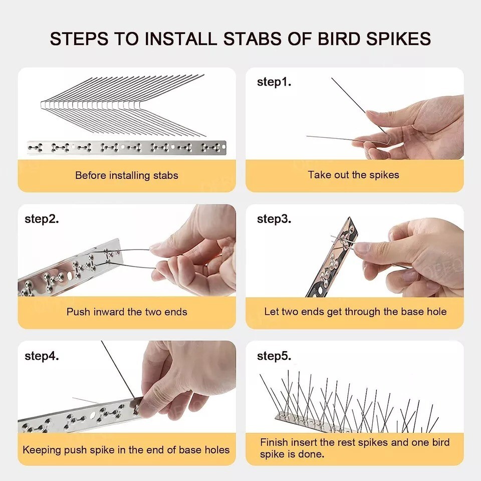 Bird Spikes With Stainless Steel Base Durable Bird Repellent Spikes ...