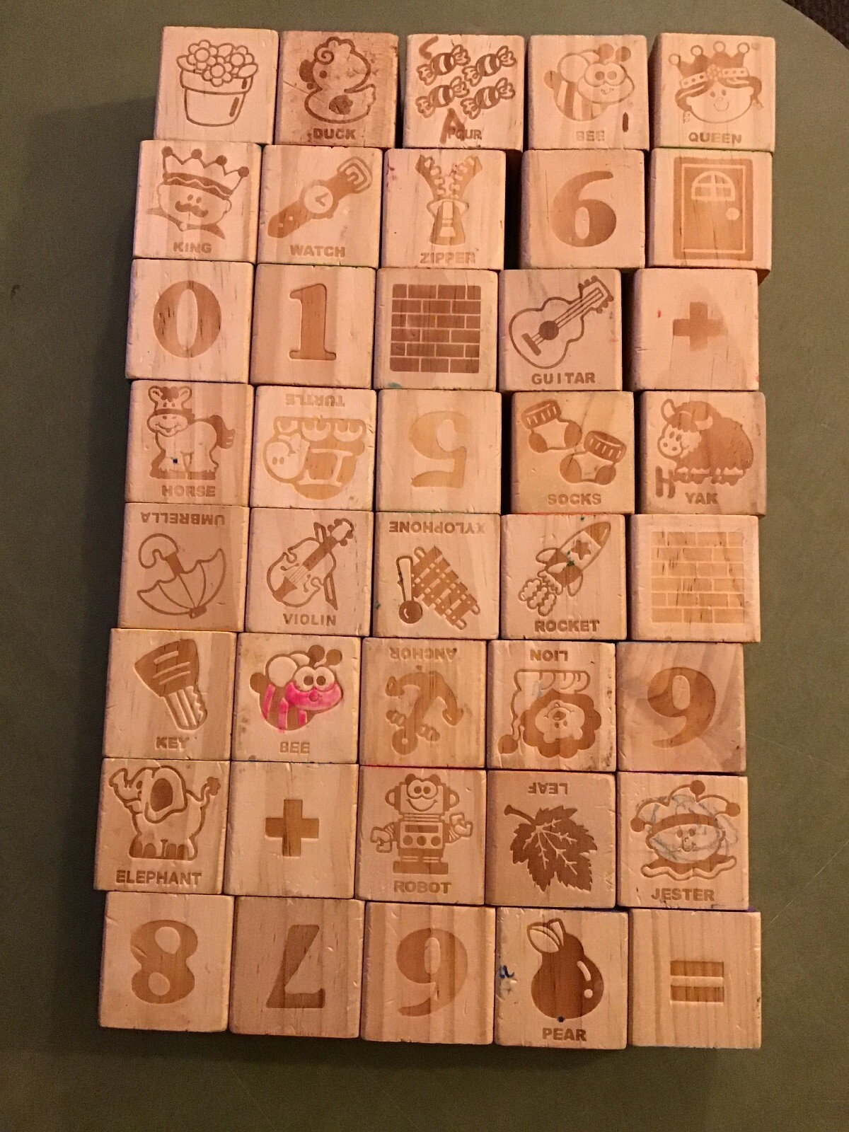 Lot 40 Wooden Building Blocks Garanimals Alphabet Numbers, With Box. | eBay