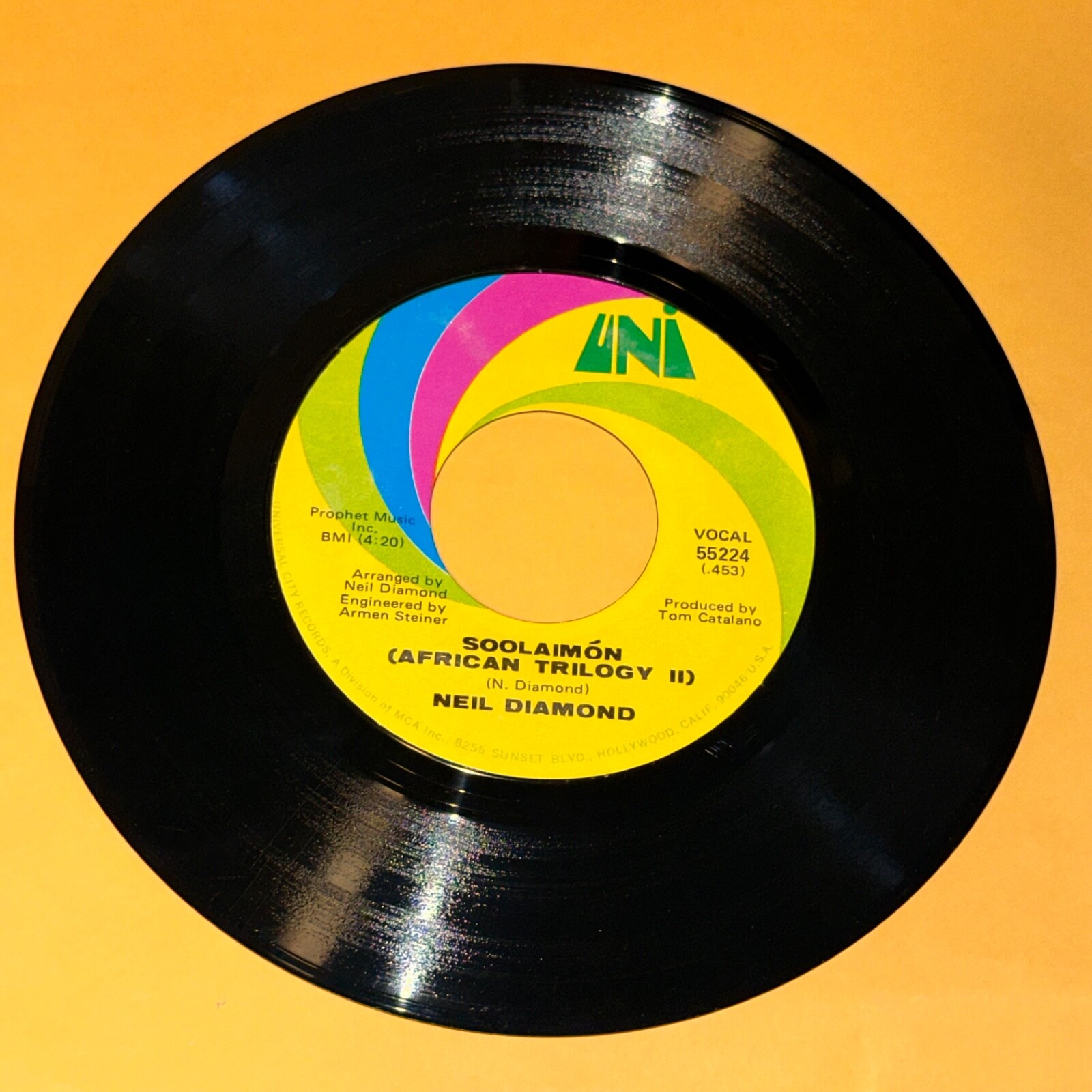 Neil Diamond Soolaimon And The Grass Won't Pay No Mind 45 rpm Record ...