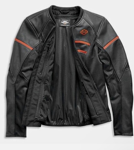 Women's -Harley Davidson- Brawler Leather Riding Jacket Medium junior ...