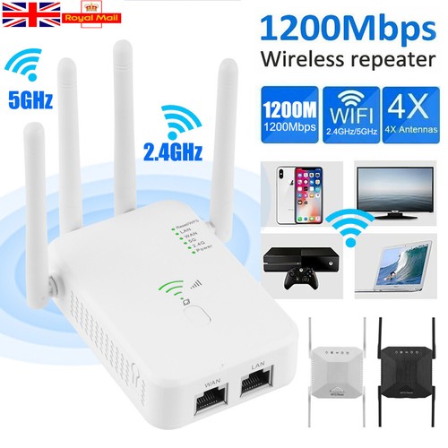 AC 1200M Dual-Band Wifi Extender Repeater Wireless Router Signal Range ...