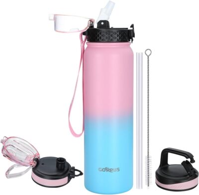 32 Oz Sports Water Bottle Double Wall Vacuum Insulated Stainless Steel ...