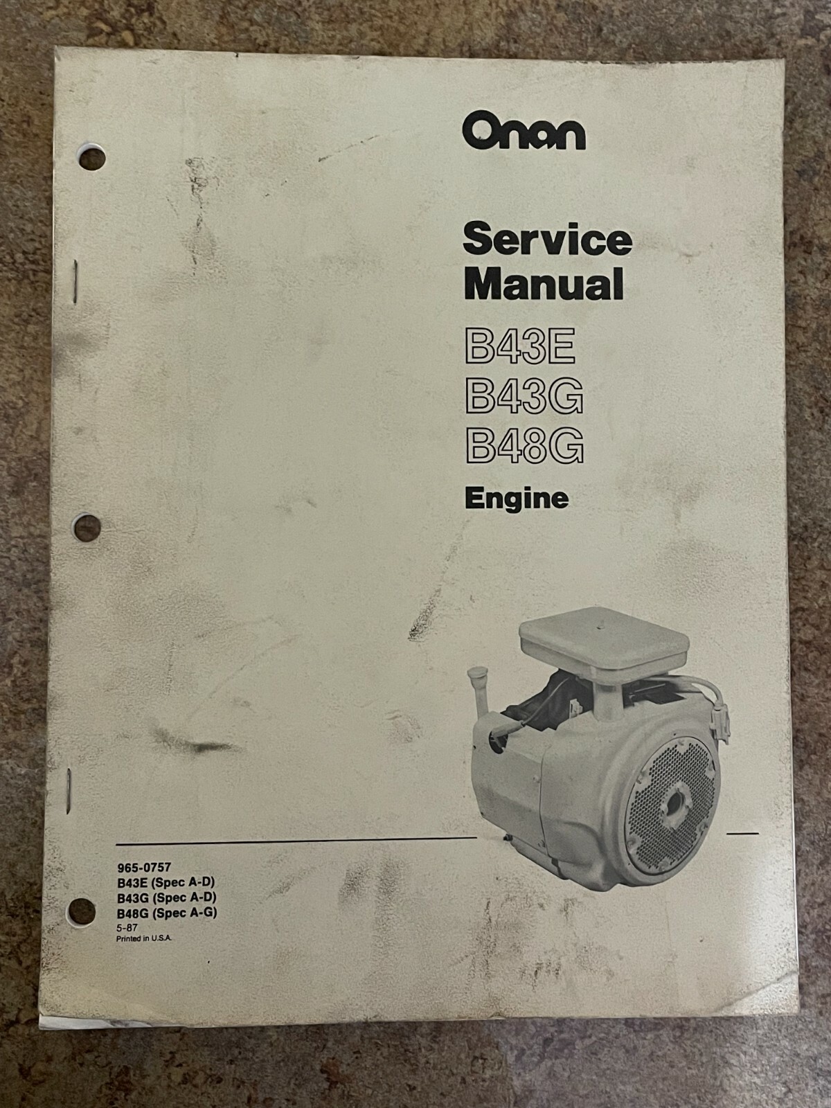 Onan Service Manual B43E, B43G & B48G Engine | eBay
