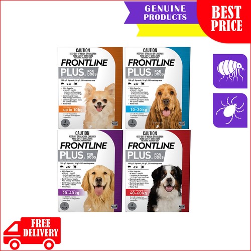 Frontline Plus 3 Pipettes Flea and Tick Treatment for Dogs All sizes ...