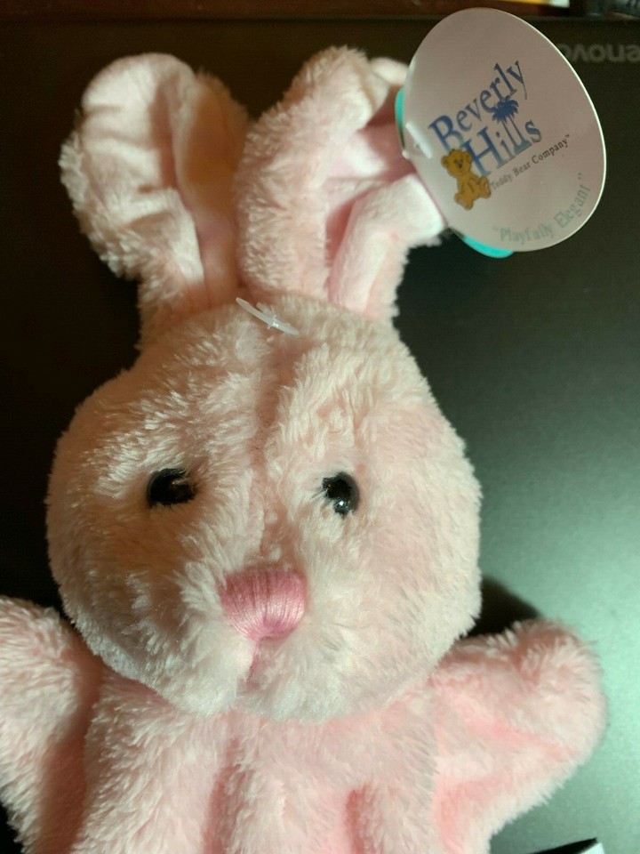 EASTER BUNNY HAND PUPPET BRAND NEW PINK COLOR BEVERLY HILLS TEDDY BEAR ...