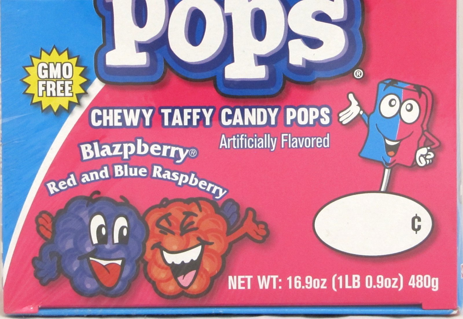 Dorval Top Pops Red and Blue Raspberry Chewy Taffy Candy Lollipops 48 ...