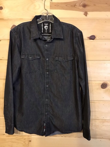 Fried Denim Collection Men’s Slim Fit Black Chambray Shirt Size M | eBay