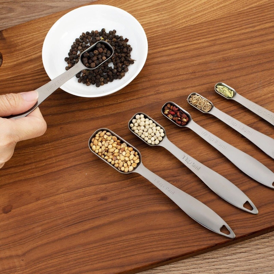 6pcs Measuring Spoons Stainless Steel Kitchen Utensil Cooking Baking ...