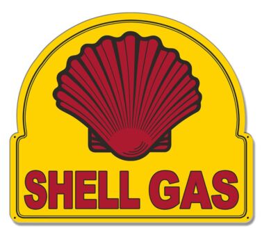 SHELL GAS OVAL SQUARE CLAM LOGO 22" HEAVY DUTY USA MADE METAL ...