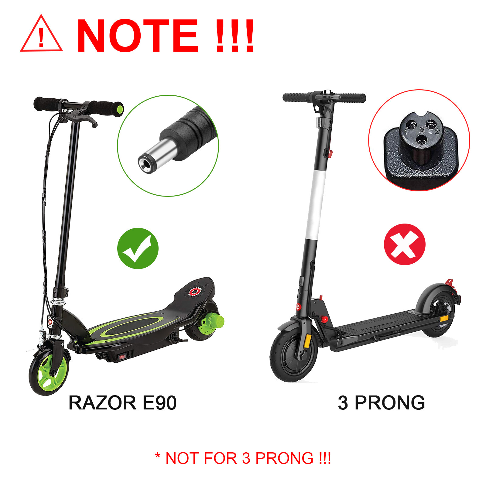 For Razor Hovertrax Charger MX350 E100 E300 Electric Scooter Adapter ...