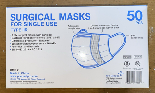 10x 50 Pcs Type IIR Surgical Face Masks 3-Ply Medical Grade EN14683 CE ...
