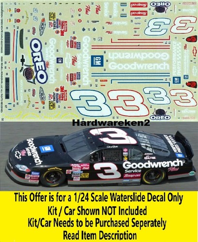 NASCAR DECAL # 3 GOODWRENCH/OREO 2001 CHEVROLET MONTE CARLO D EARNHARDT ...