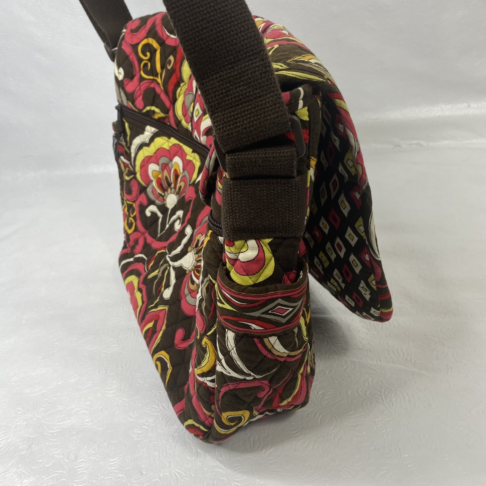 Vera Bradley Puccini Brown Red Floral Messenger Bag Crossbody Diaper ...