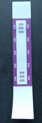 100 - Purple $50 Cash Money Self-Sealing Straps Logo Currency Bands | eBay