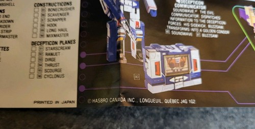 TRANSFORMER HASBRO CATALOGUE 1-1 Canada Version CHECKLIST POSTER INSERT ...