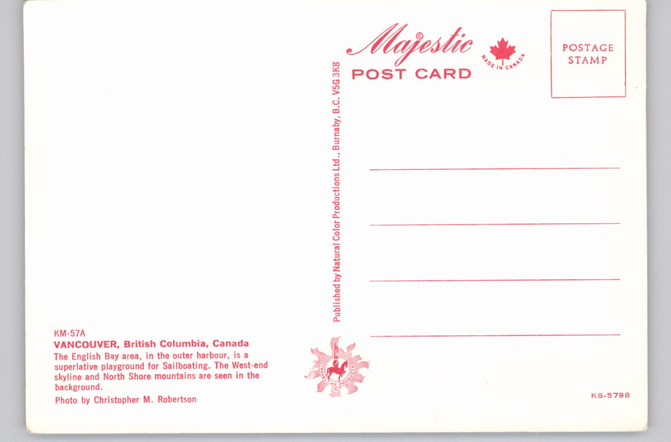 Vancouver English Bay Sailboating Cityscape Postcard | eBay UK