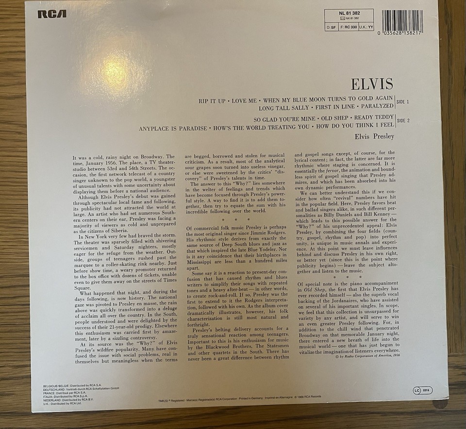 Elvis Elvis Presley Second Album Vinyl LP RCA Records Excellent | eBay UK