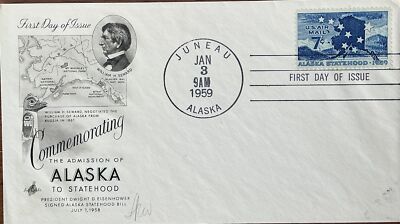 Artcraft C53 Alaska Statehood Big Dipper Totem Pole Seward Juneau Hand ...