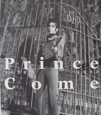 PRINCE "COME 1958-1993" U.K. PROMO POSTER - In Front Of Gates, Pointing ...