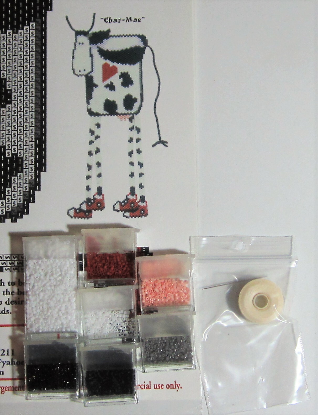 Betty Hauser Designs COW CHAR-MAE Peyote Delica Beaded Hanging Ornament ...