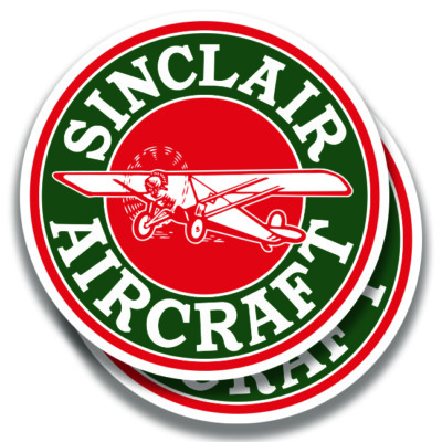 SINCLAIR AIRCRAFT FUEL DECAL Vintage Style 2 Stickers Bogo Car Window ...