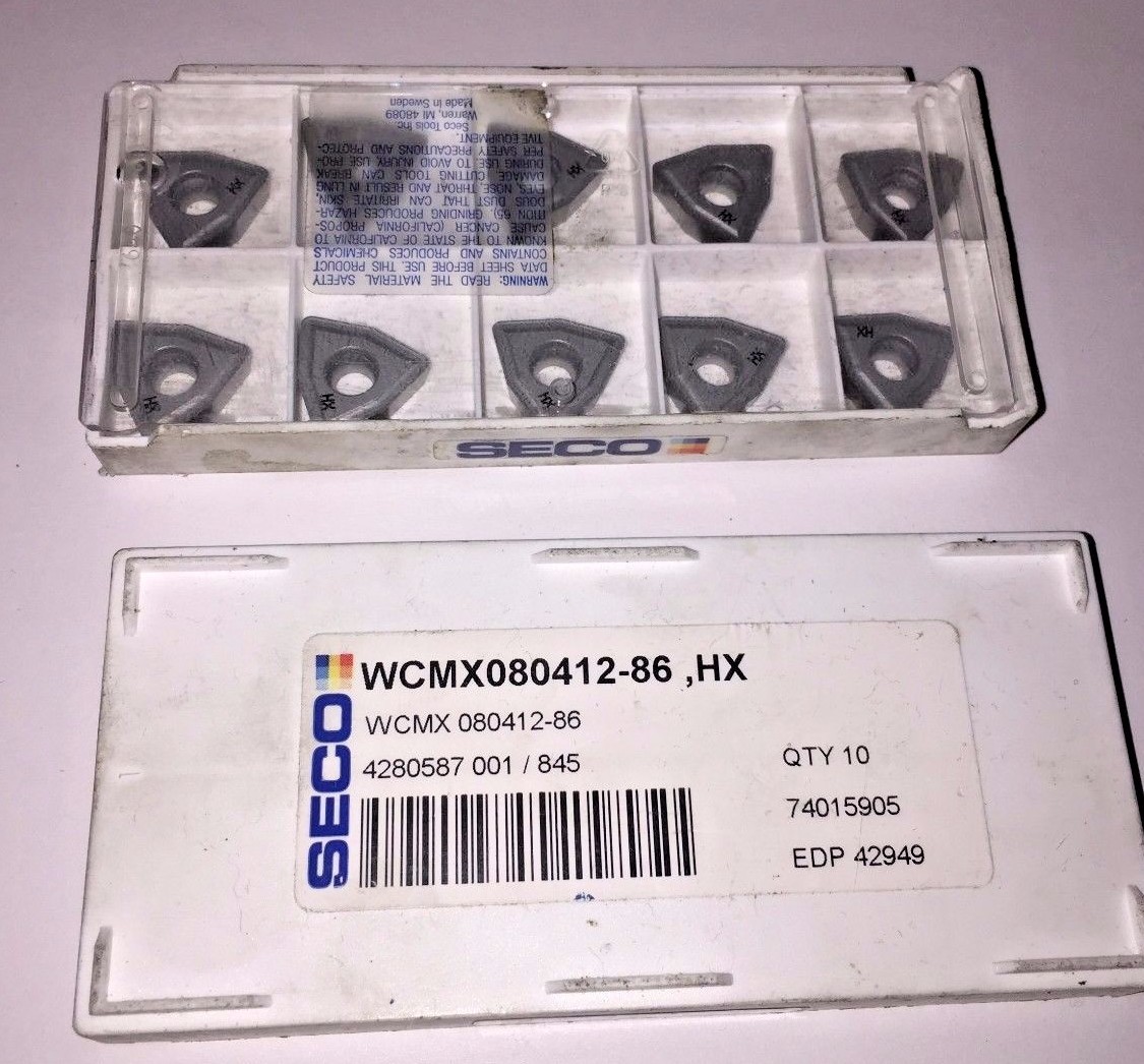 SECO CARBIDE INSERTS QUANTITY 10 WCMX080412 86 HX | eBay