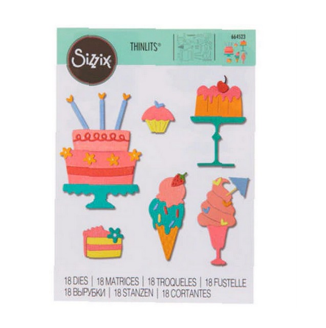 Sizzix Thinlits Die Set 18 dies - Party Treats 664523 Birthday Cake Ice Cream for sale online | eBay
