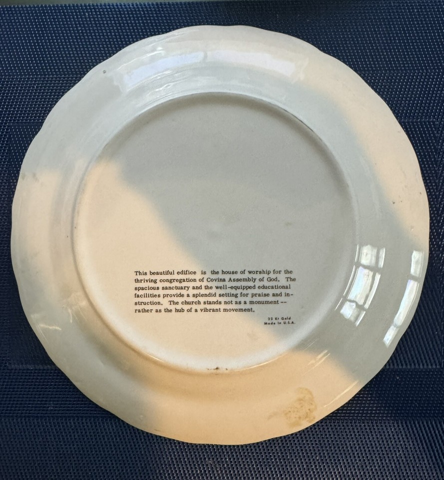 Vintage Assembly Of God Church Covina CA 40th Anniversary Souvenir Plate | eBay