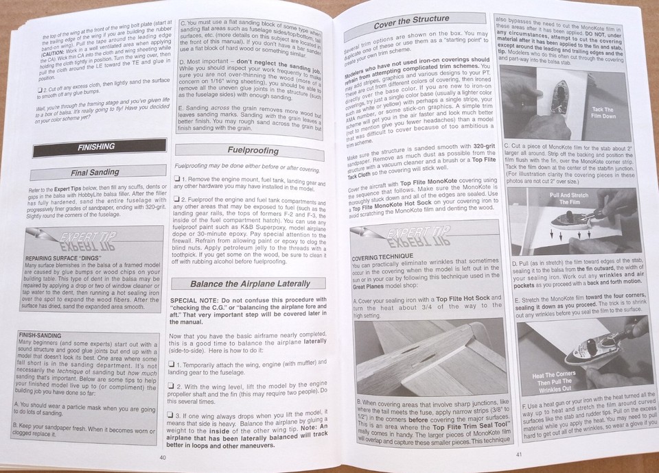 Great Planes PT-20 & PT-40 20 40 Size Manual Instruction Book PT60P03 ...