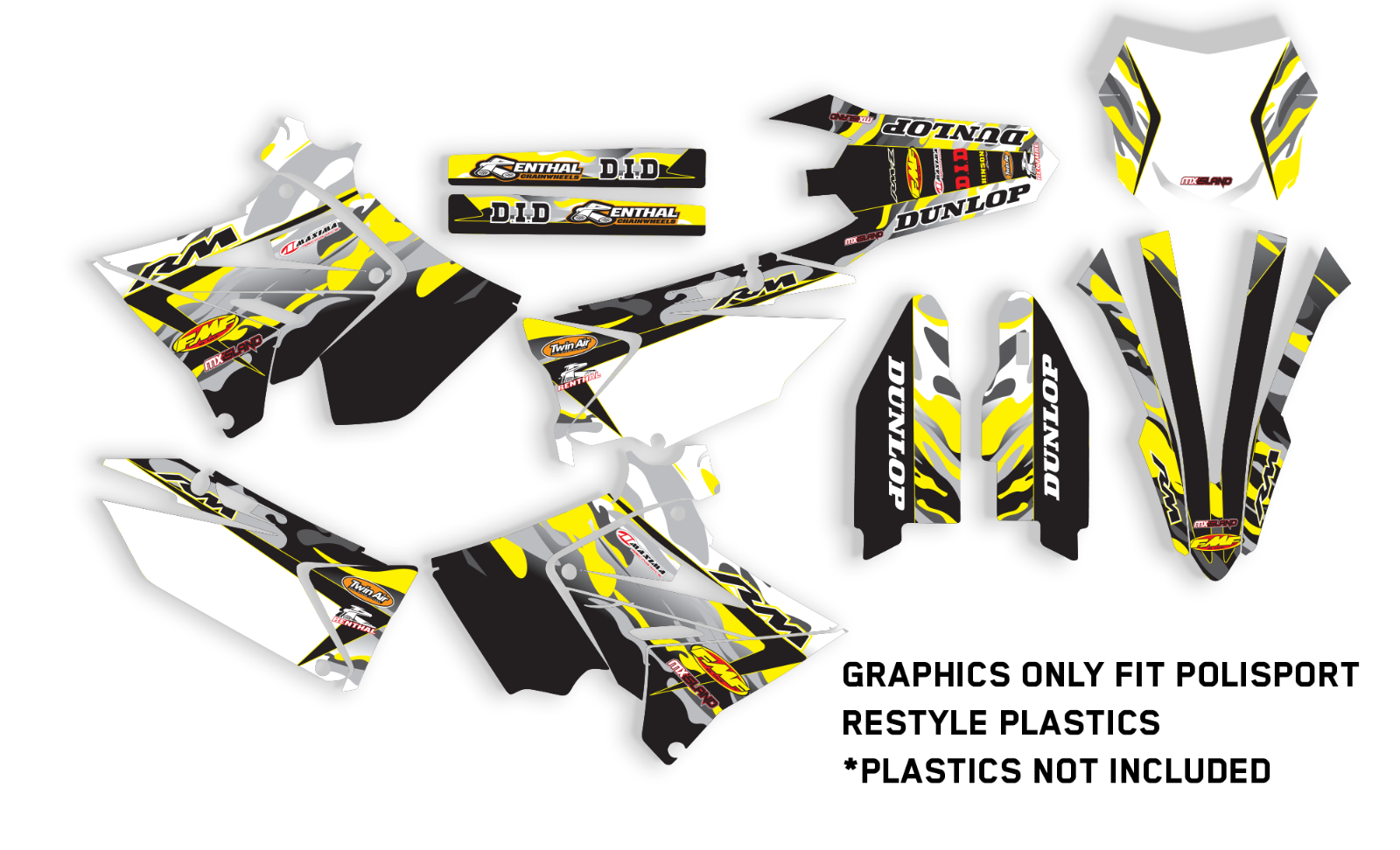 Restyle Polisport GRAPHICS KIT 2001 - 2008 RM 125 250 DECAL JET FIGHTER ...