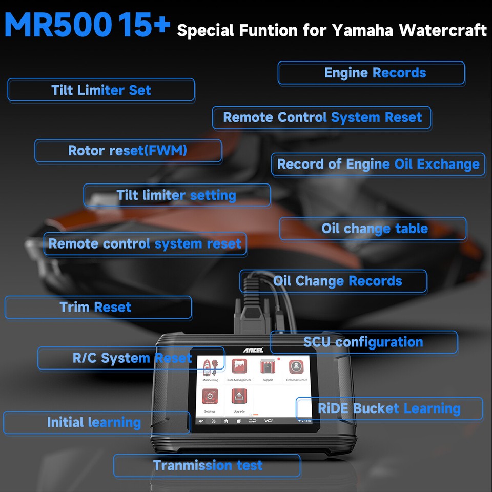 ANCEL MR500 Marine OBD2 Scanner Fit for Yamaha Outboard Motor Engine ...