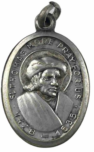 Vintage Catholic St Thomas Moore Saint Of God Silver Tone Religious ...