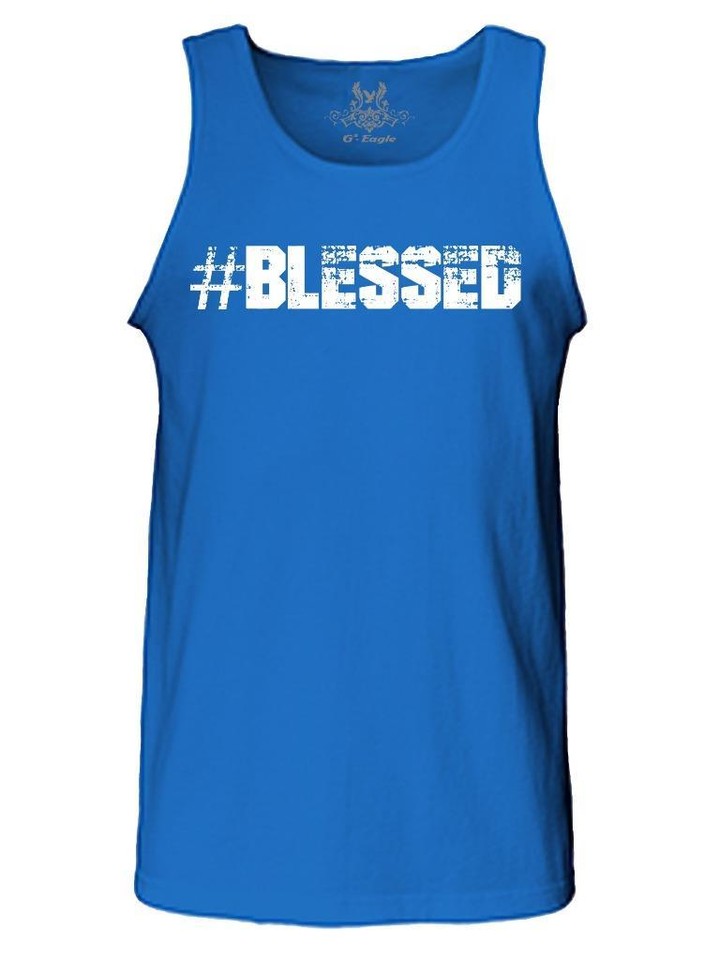 NW MEN'S PRINTED #BLESSED CHRISTIAN GOD LOVE JESUS FUNNY HIPSTER GYM ...
