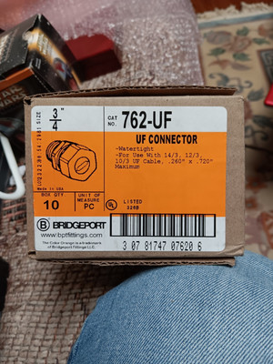 NEW BRIDGEPORT FITTINGS 762-UF WATERTIGHT UF CONNECTORS 3/4" QTY: 10 | eBay
