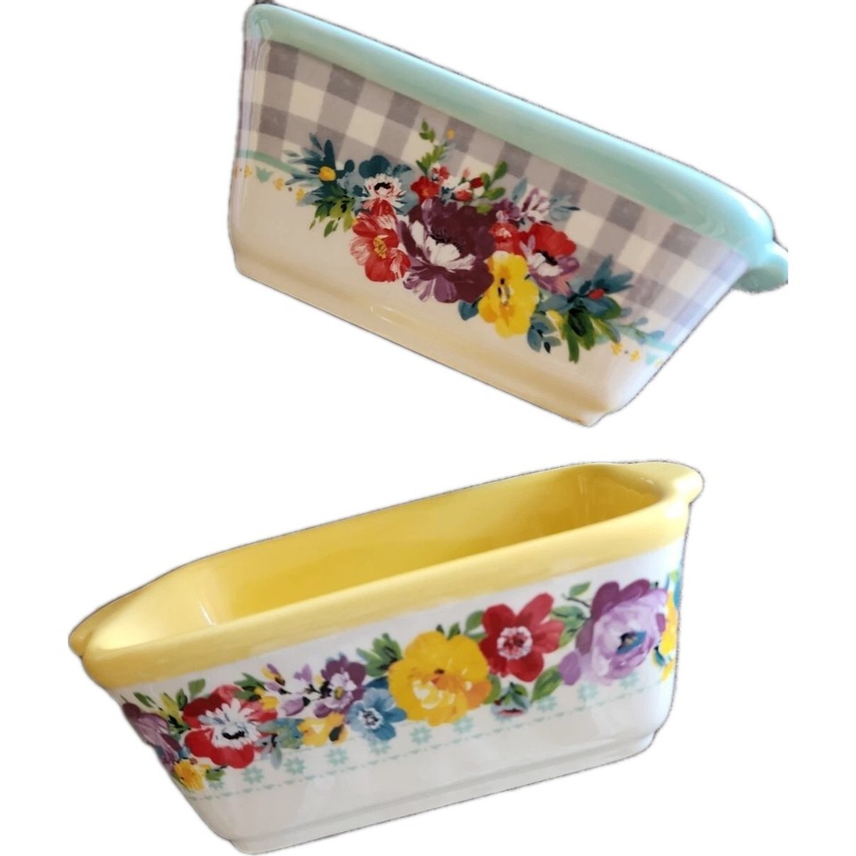 Two (2) Pioneer Woman ~ Ceramic Mini Loaf Pans ~ Vintage Inspired ...