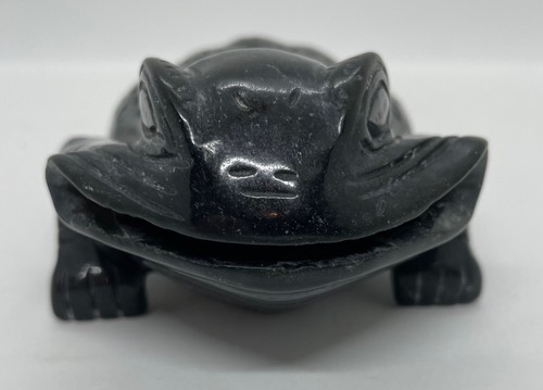 3 leg black carved Chinese Jin Chan money frog toad Feng Shui yin-yang ...