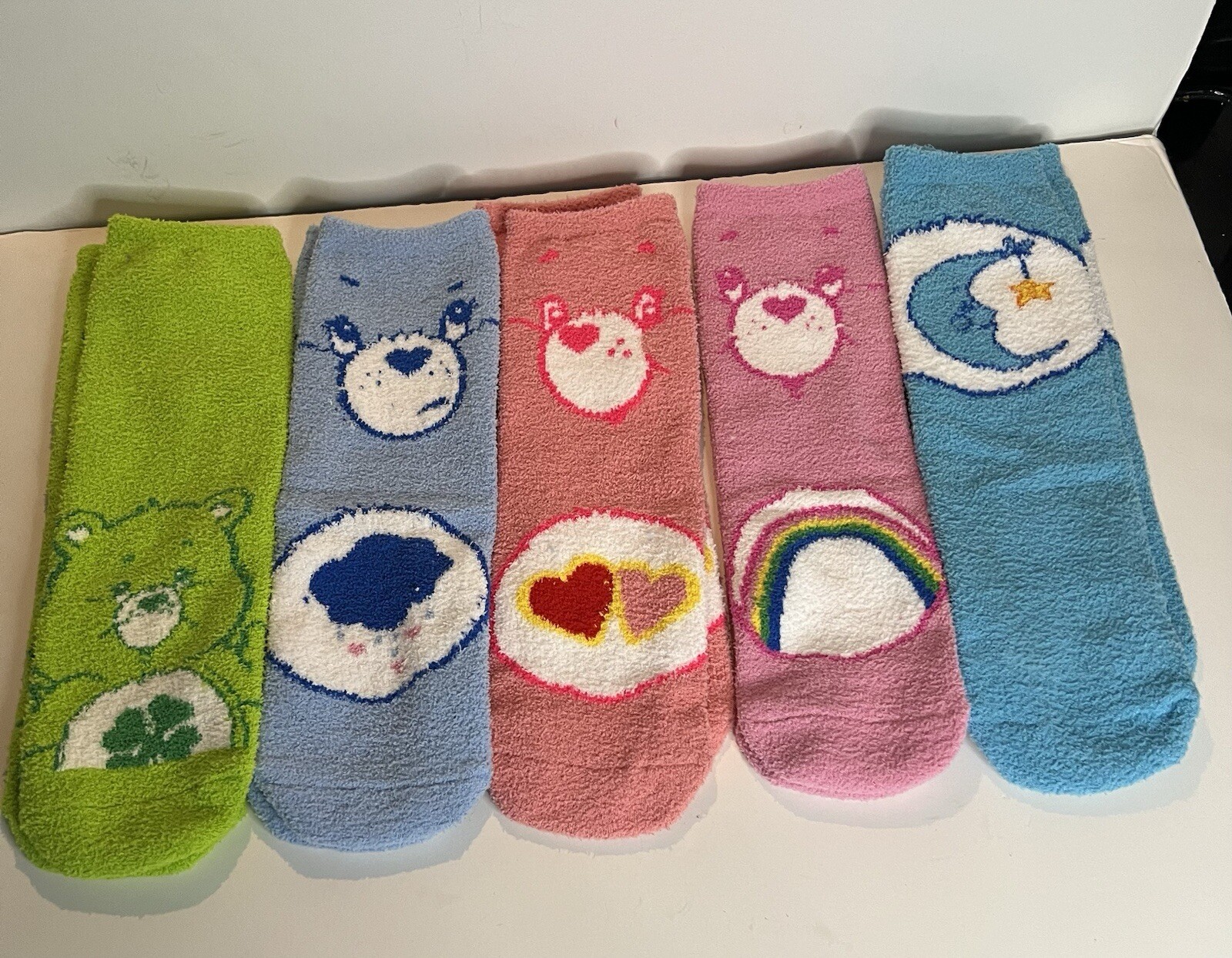 Lot Of 5 Care Bears Fuzzy Slipper Socks Grumpy Good Luck Bedtime Cheer ...